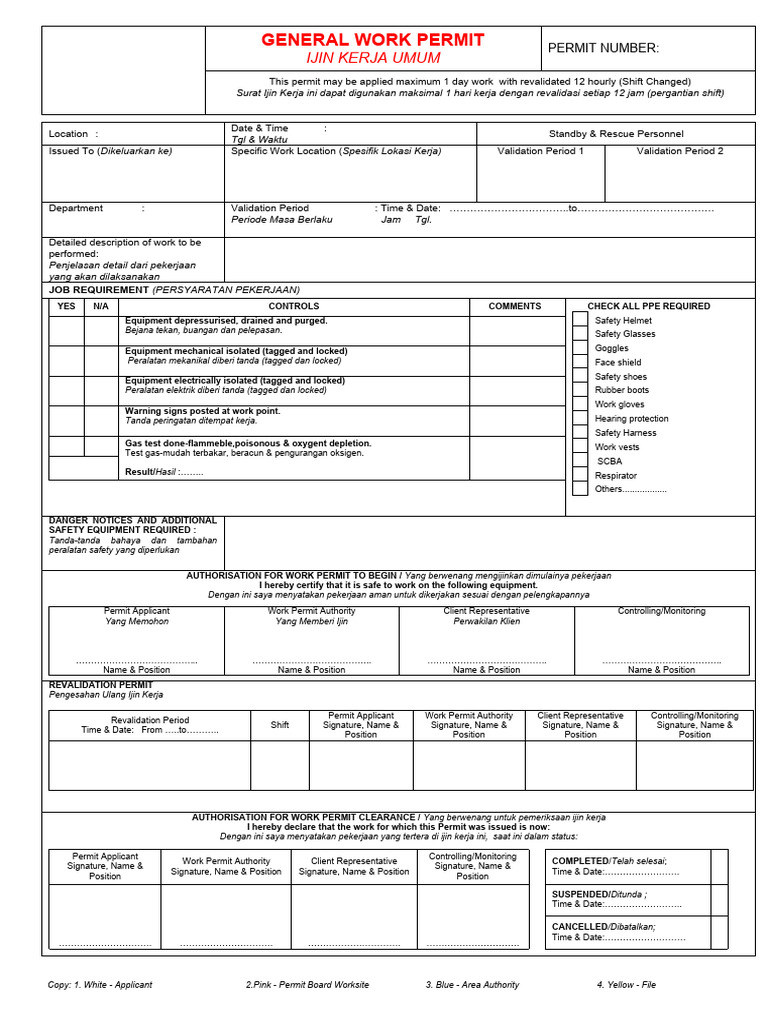 Work Permit Form | PDF