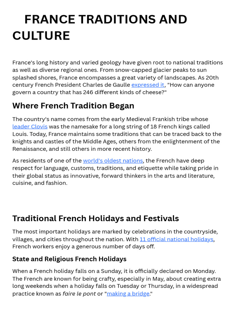 French Traditions & Culture Guide | PDF | French Cuisine | Restaurants