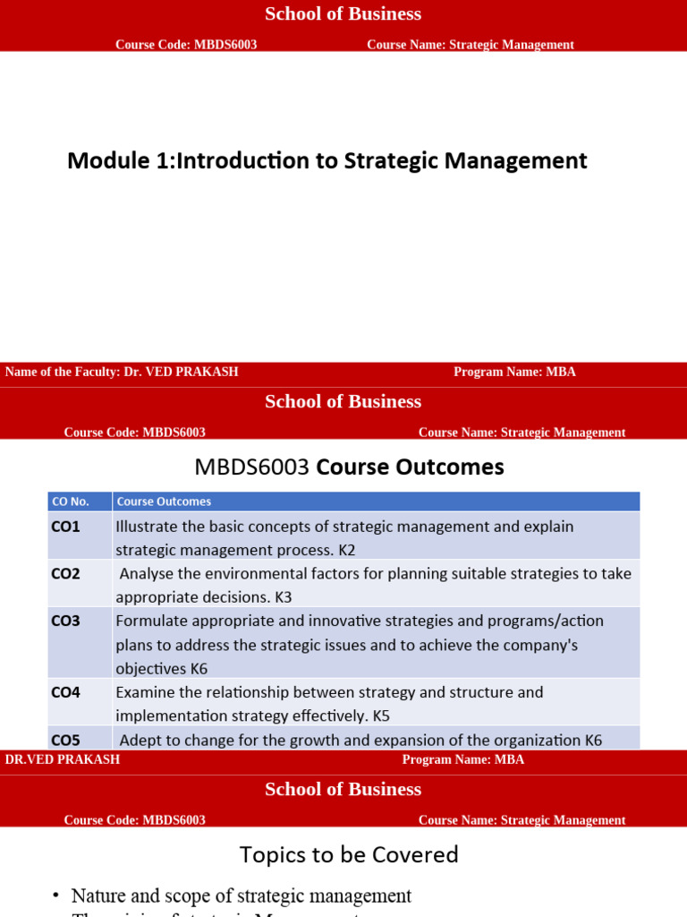 Strategic Management Module-1 | PDF | Strategic Management | Strategic Planning