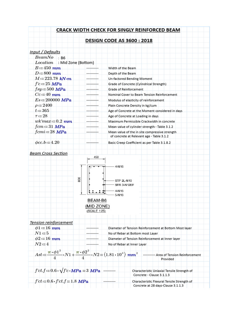 AS Code - B6 - Beam - Crackwidth Check | PDF | Strength Of Materials ...