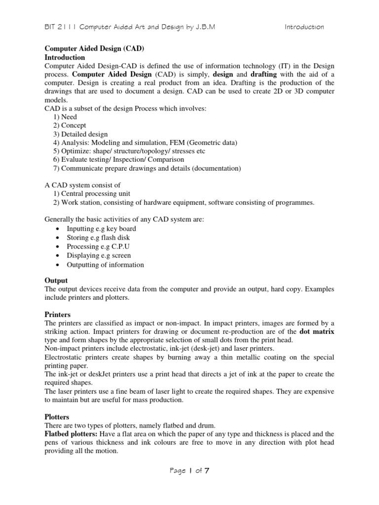 Introduction to Computer Aided Design | PDF | Computer Aided Design ...