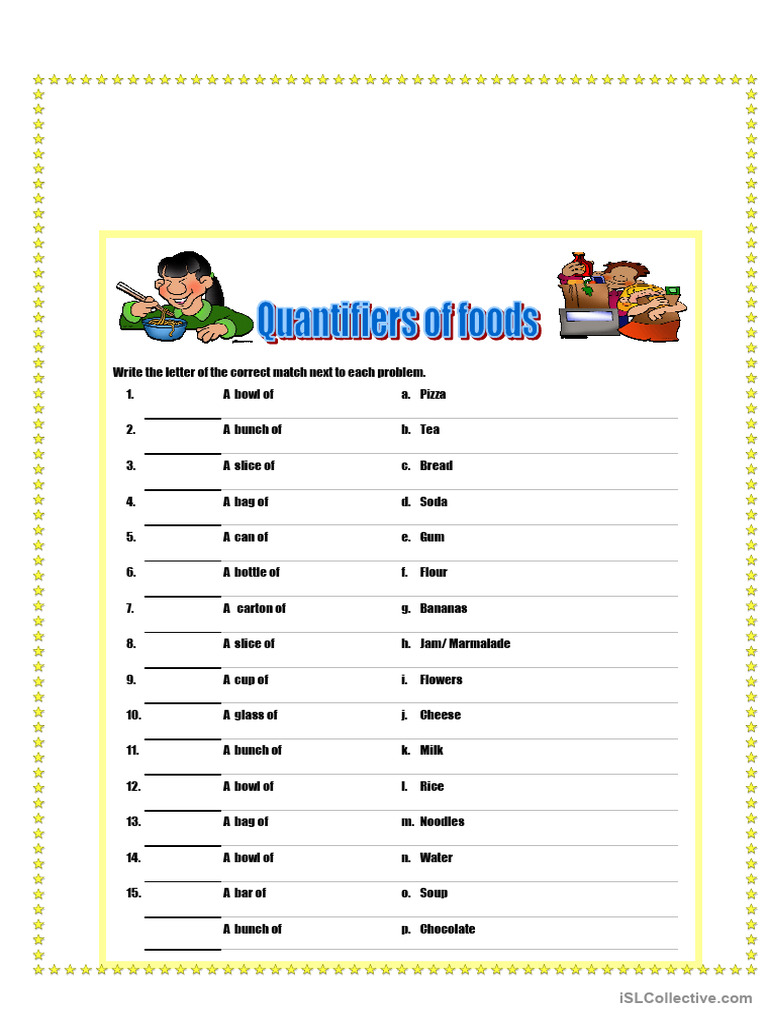 Quantifiers of Food and Drinks | PDF
