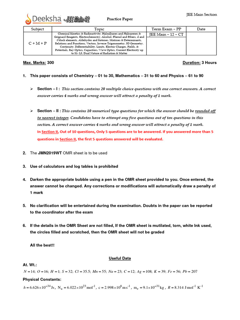01-Jmn12te-Pp C+M+P - 10-07-2023 - M2 | PDF | Diffraction | Electronvolt
