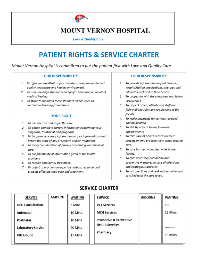 Patient Rights Charter | PDF | Health Care | Patient