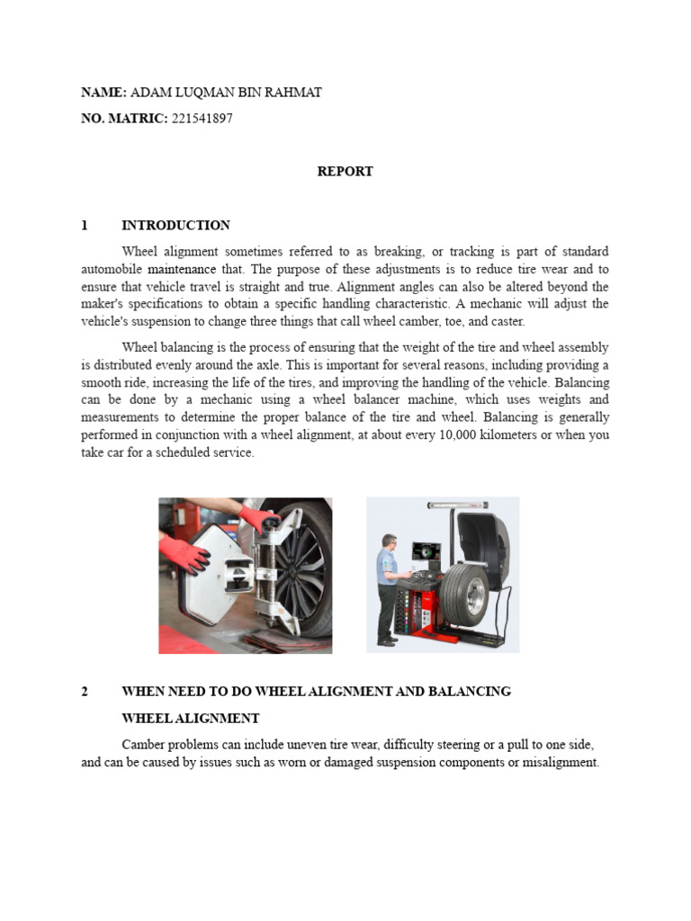 Assignment 3 Wheel Alignment and Balancing | PDF | Tire | Wheel