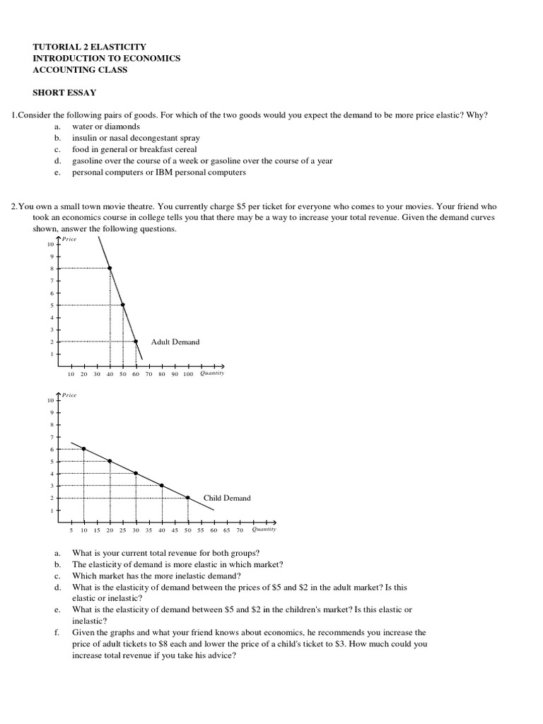 Elasticity Tutorial 1 | PDF