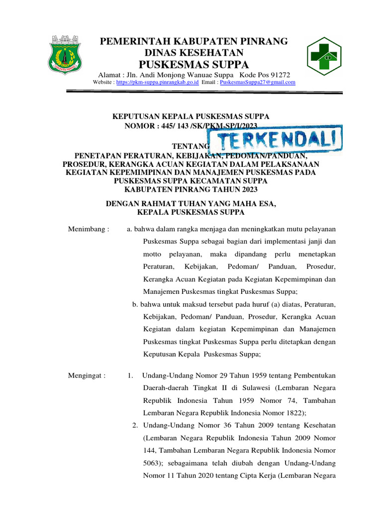 1.2.2 B (1) SK Pedoman, SOP, KAK KMP | PDF