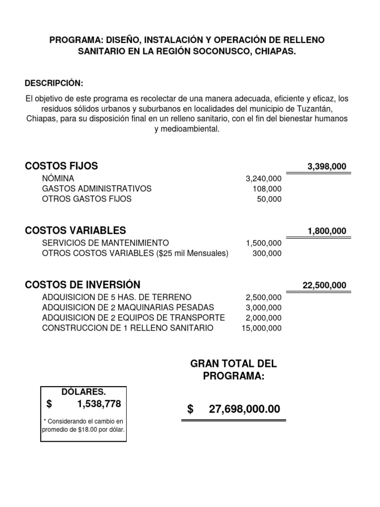 Presupuesto de Trabajo Final - EGRM | PDF | Residuos | Contaminación Presupuesto de Trabajo Final - EGRM | PDF | Residuos | Contaminación