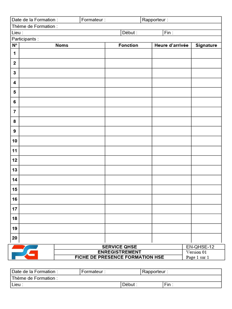 Fiche de Présence Formation HSE | PDF | Évolution de carrière | Ordinateurs