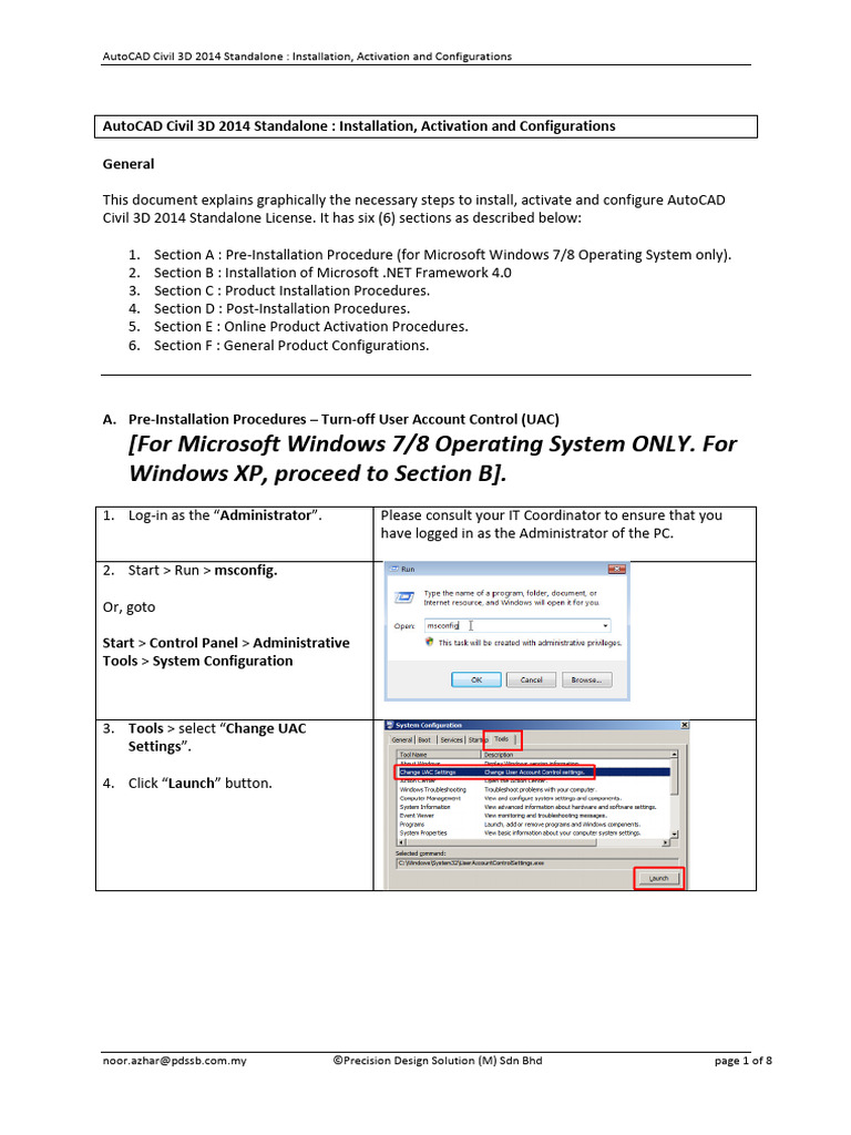 AutoCAD Civil 3D 2014 Standalone Installation | PDF | Microsoft Windows ...