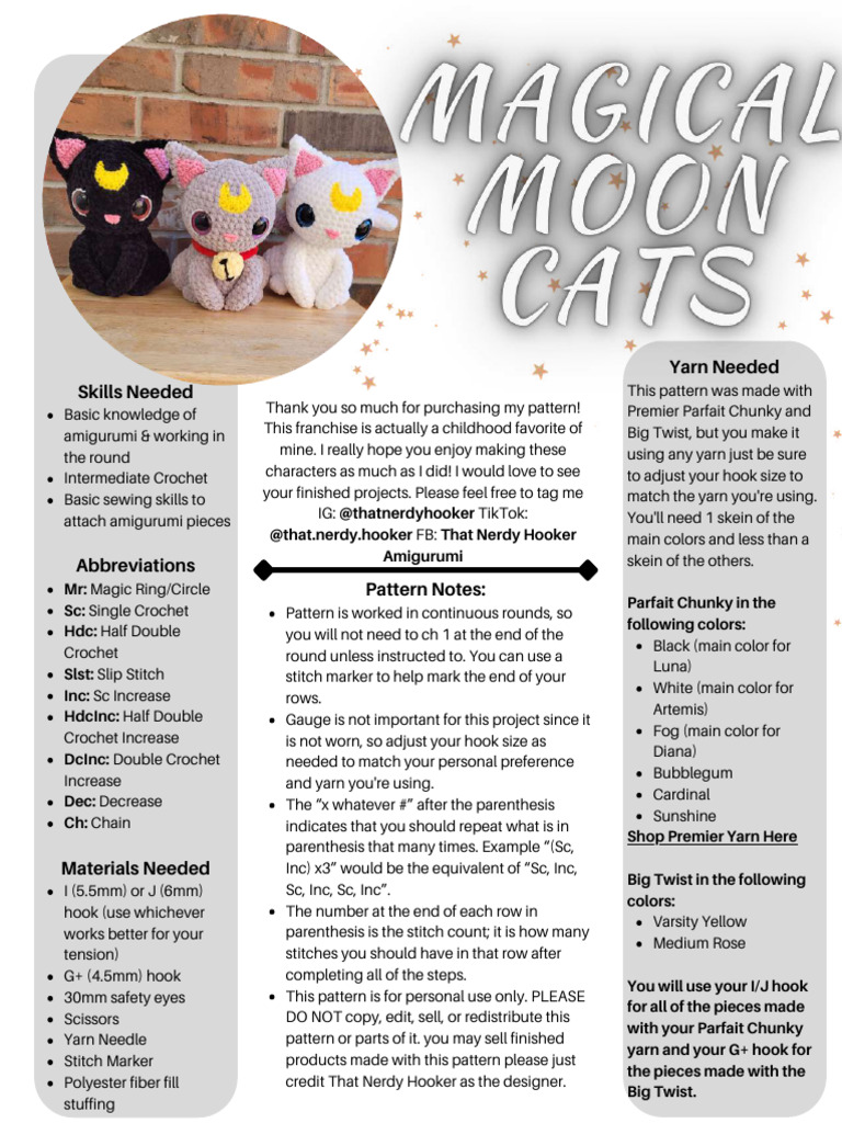 Magical Moon Cats | PDF | Crochet | Yarn