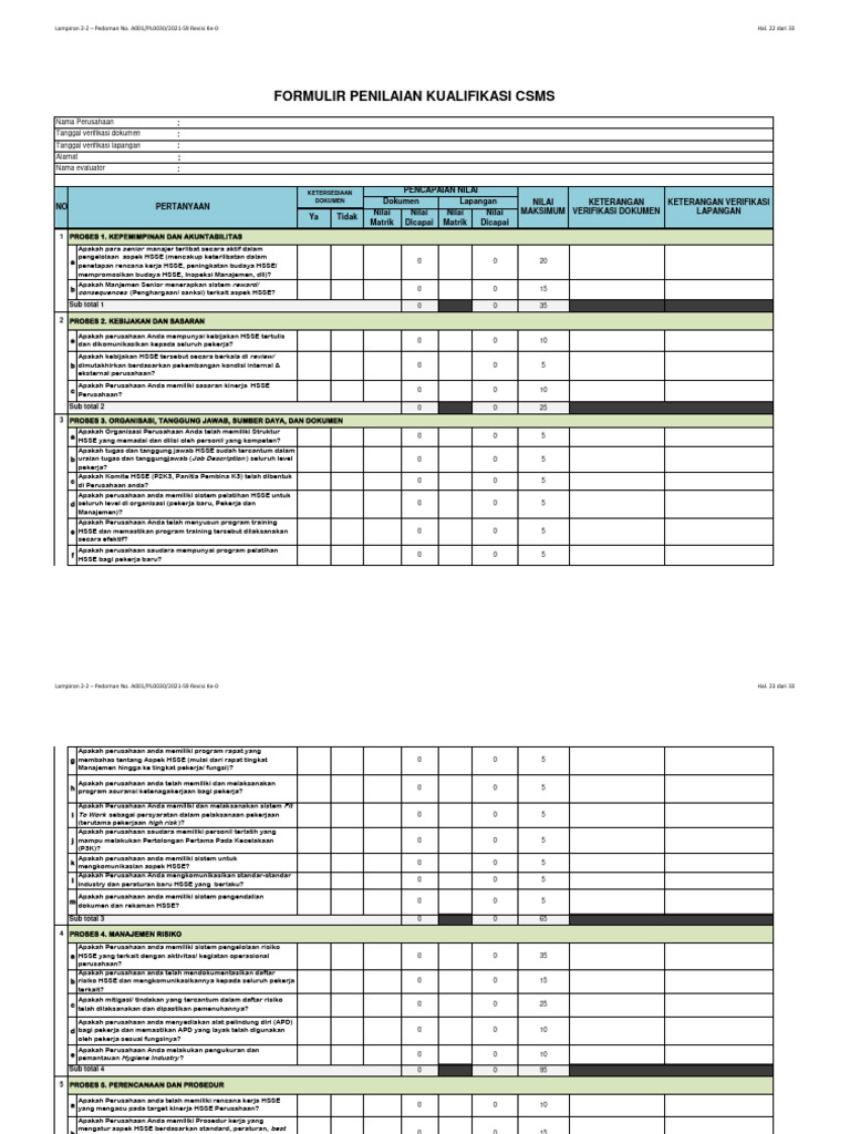 Form Kualifikasi CSMS | PDF | Karier & Perkembangan | Bisnis