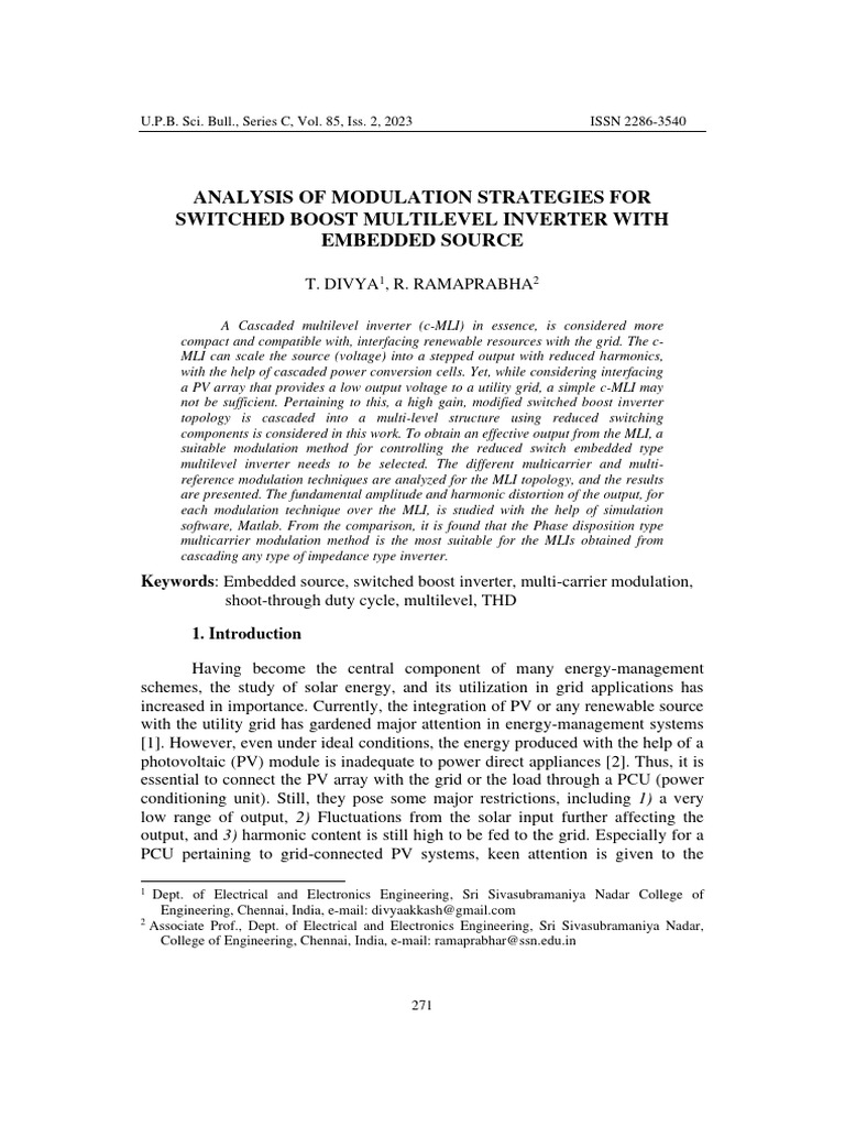 Analysis Of Modulation Strategies For Switched Boost Multilevel
