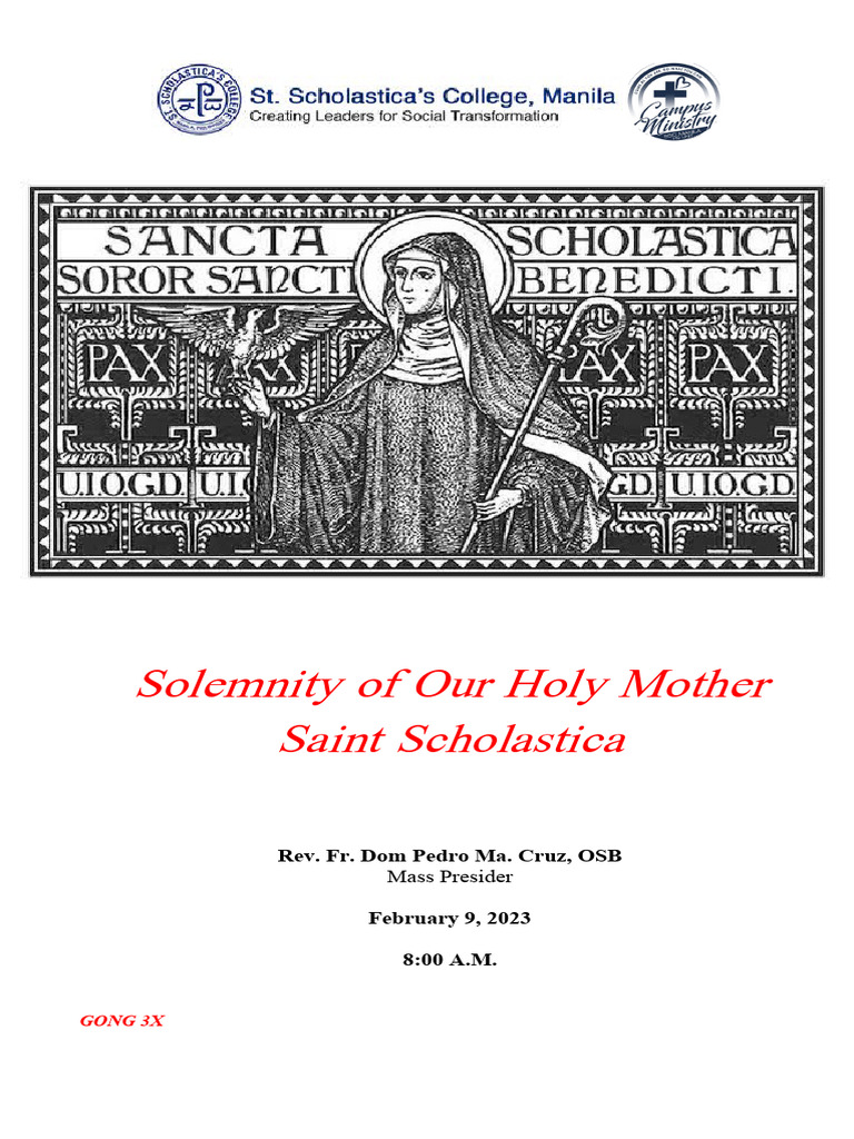 St. Scholastica's Solemnity Mass | PDF | Eucharist | God The Father