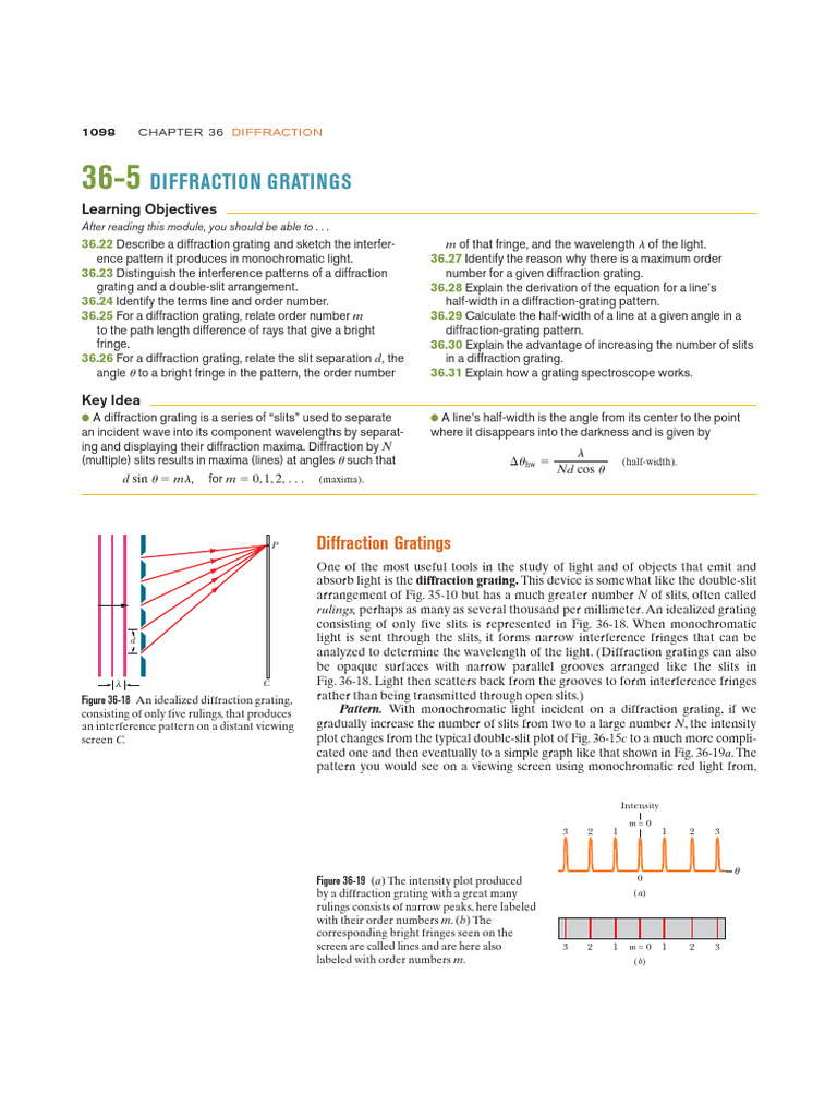 Diffraction Grating Halliday - Fundamentals of Physics 10th Extended | PDF | Diffraction ...