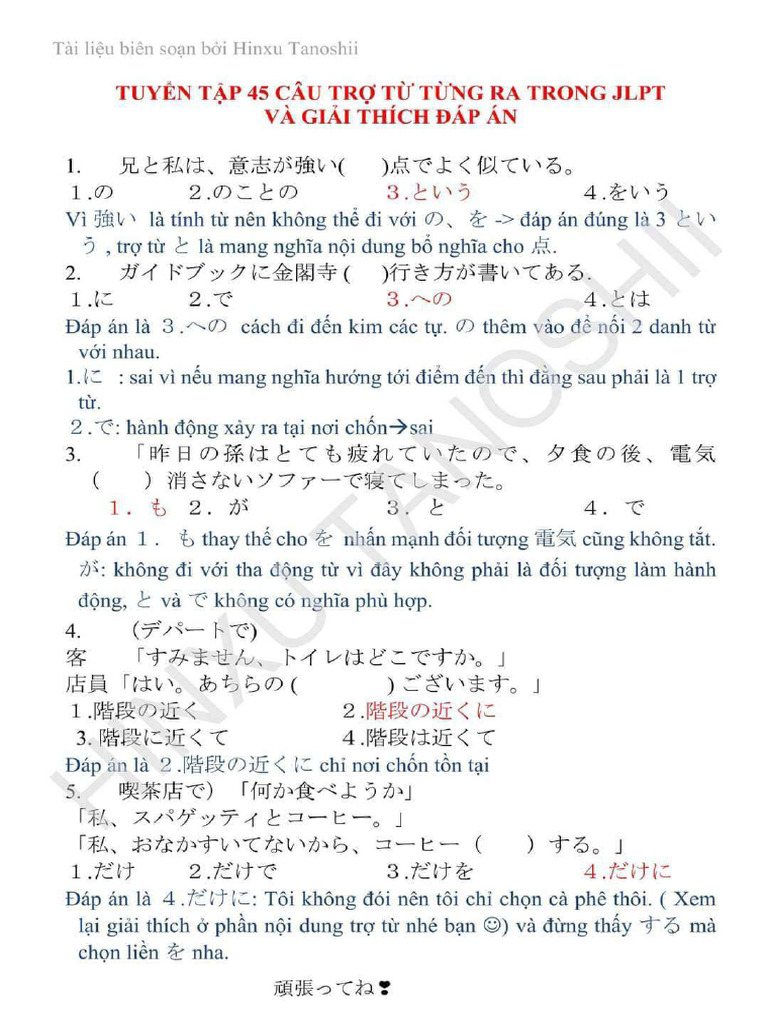 T NG H P 45 Câu TR T T NG Ra Trong JLPT Và Gi I Thích | PDF