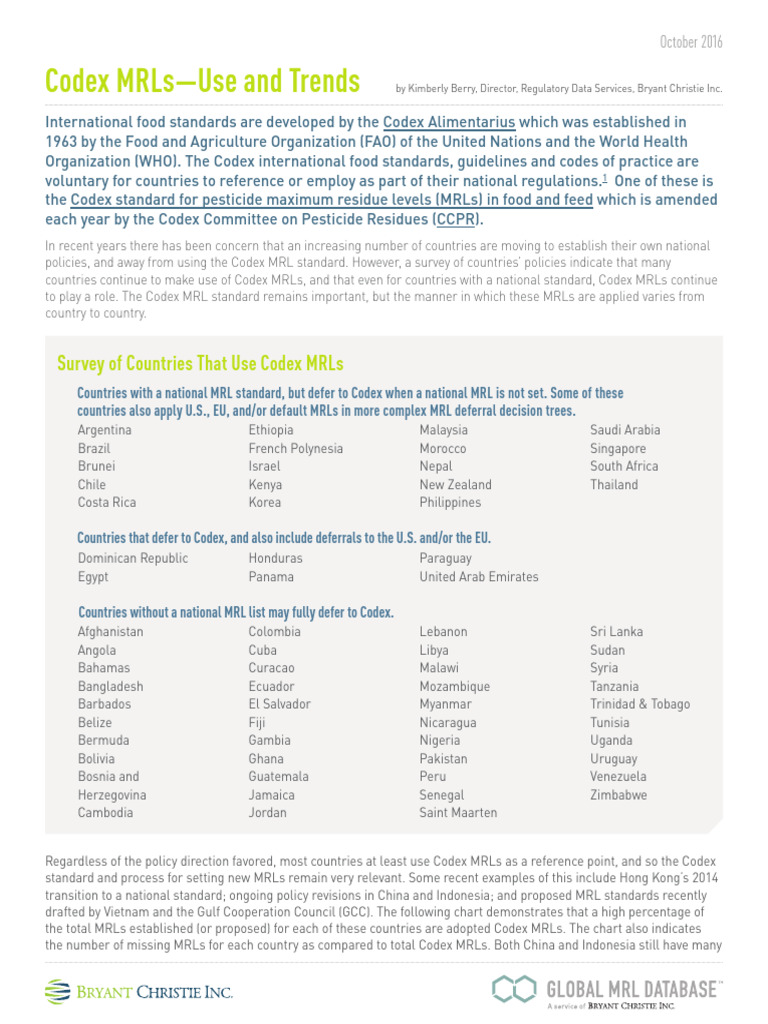 Whitepaper Codex MRLs Use and Trends Globalmrl | PDF