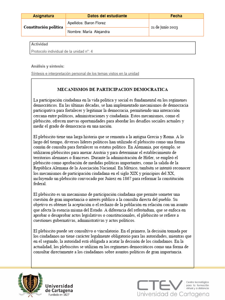 Protocolo Individual de Constitucion Politica | PDF | Democracia | Ideologías políticas
