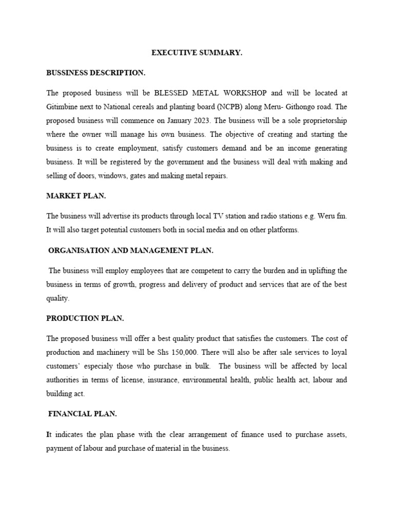 Blessed Metal Workshop Executive Summary | PDF