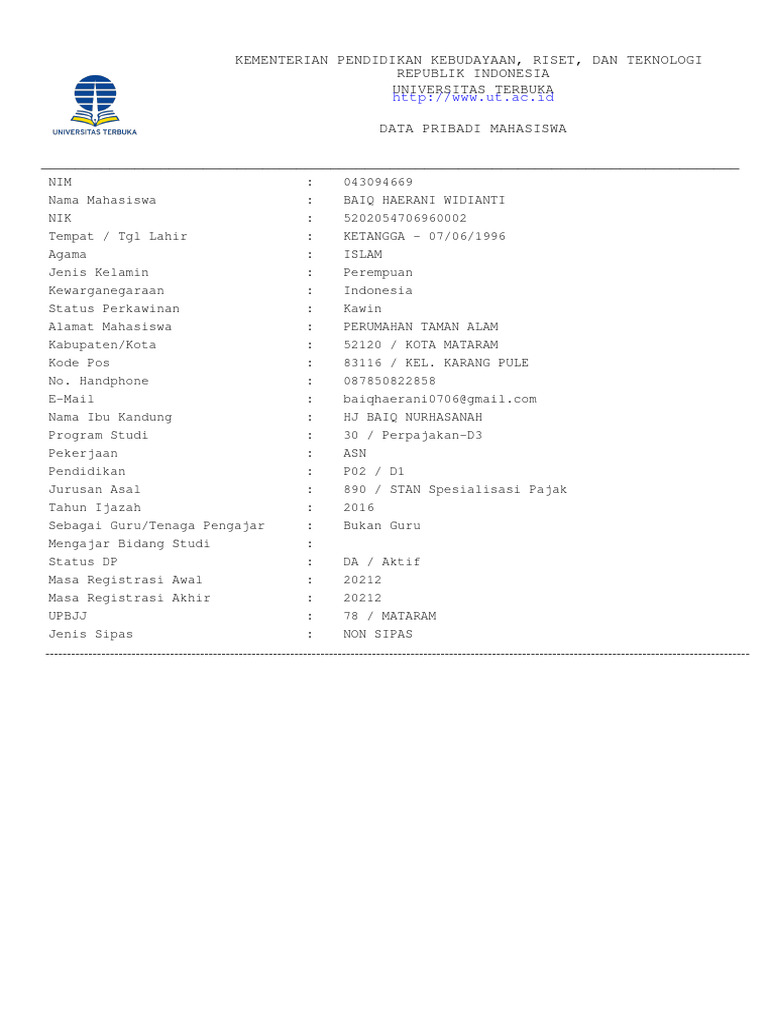 KTM Sementara BAiq | PDF