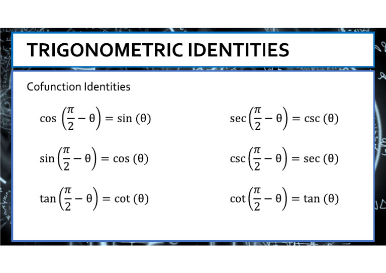 Cofunction Identity | PDF