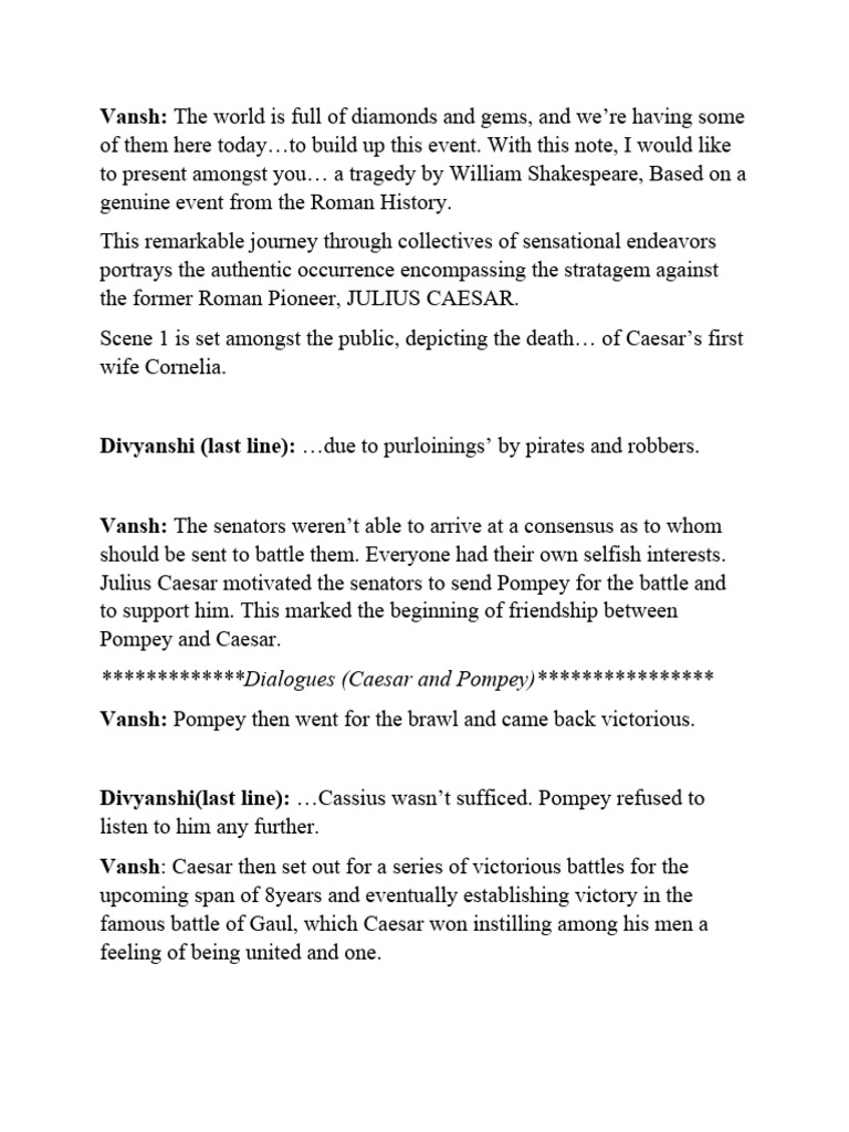 Julius Caesar Script | PDF | Julius Caesar | Pompey
