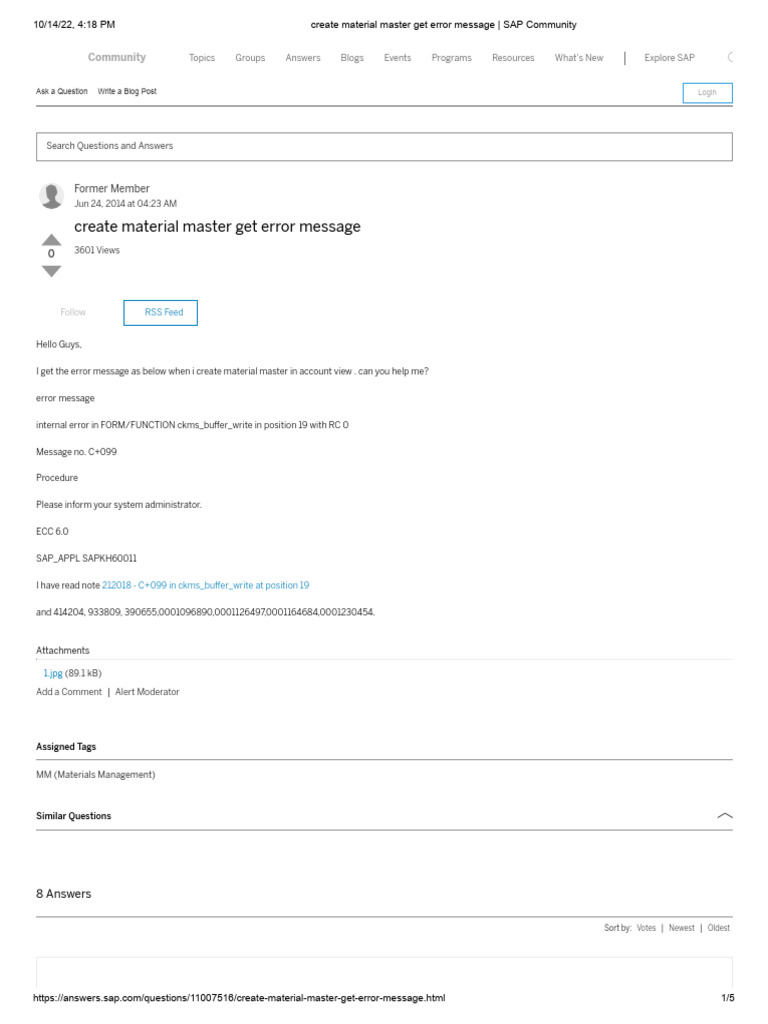 Create Material Master Get Error Message - SAP Community | PDF ...