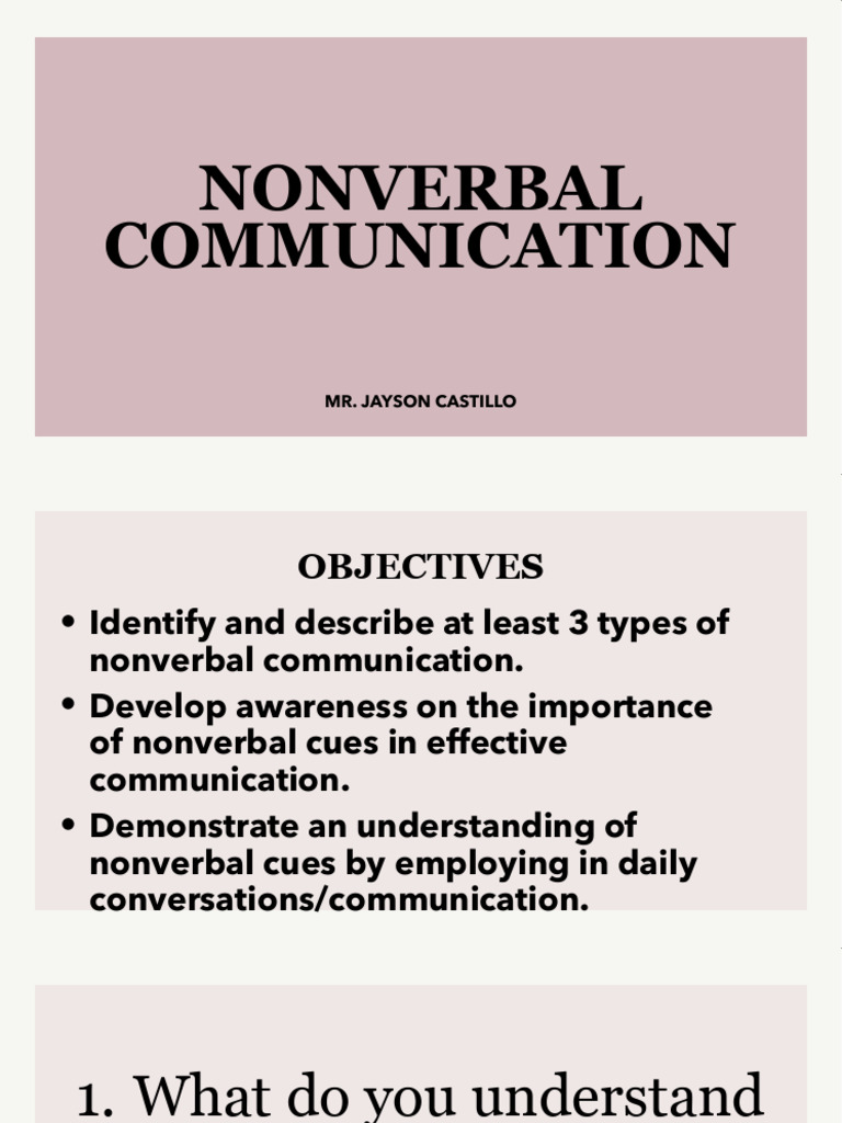 Lesson 5 Nonverbal Communication | PDF | Nonverbal Communication ...