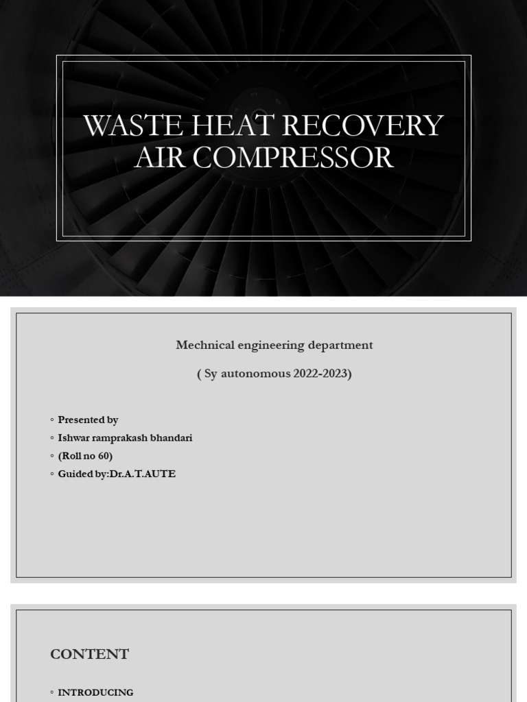 Waste Heat Recovery in Air Compressors | PDF | Efficient Energy Use ...