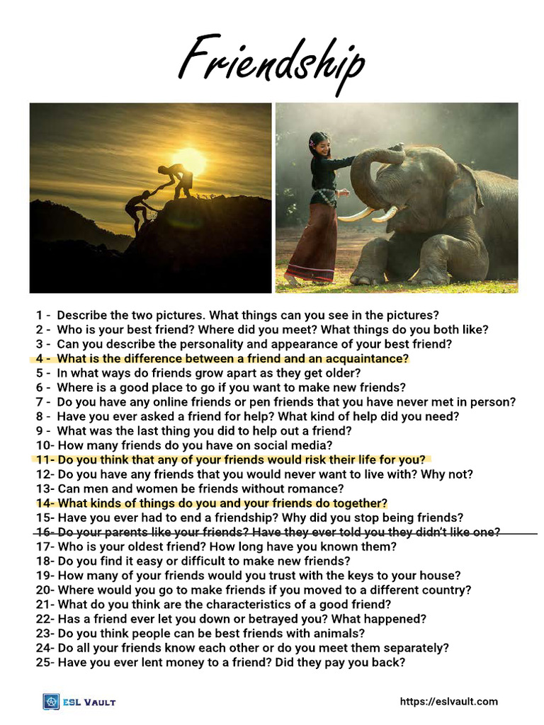 Friendship Discussion Questions | PDF