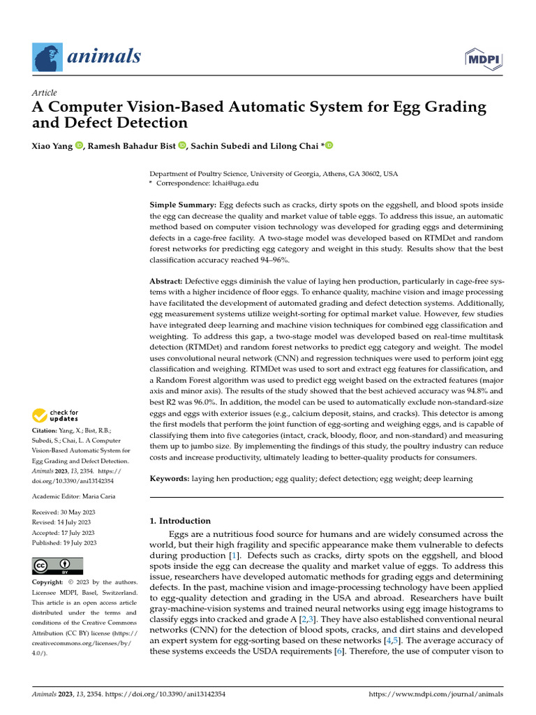 A Computer Vision-Based Automatic System For Egg G | PDF | Cluster Analysis | Computer Vision