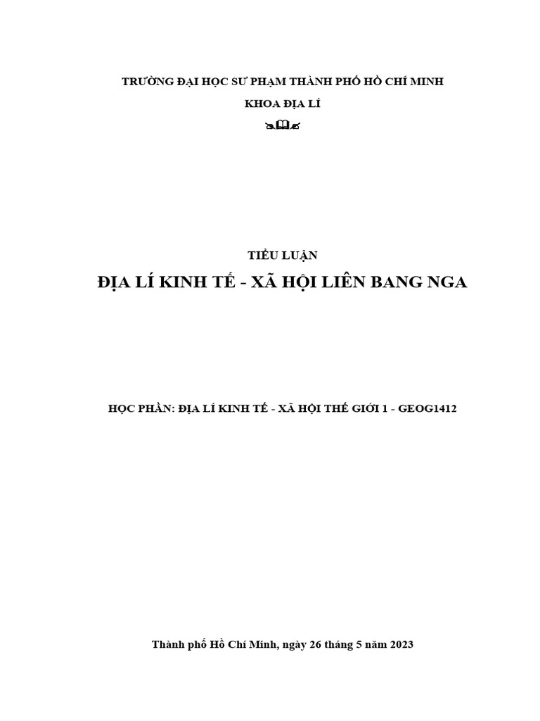 TIỂU LUẬN KT-XH TG2 | PDF