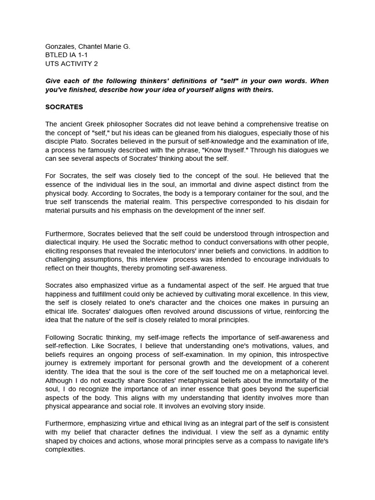 Uts Activity 2 | PDF | Id | Philosophy Of Self