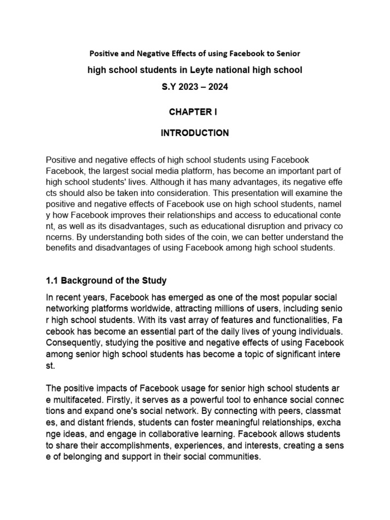The Postive and Negative Effects of Using Facebook Among Senior High ...