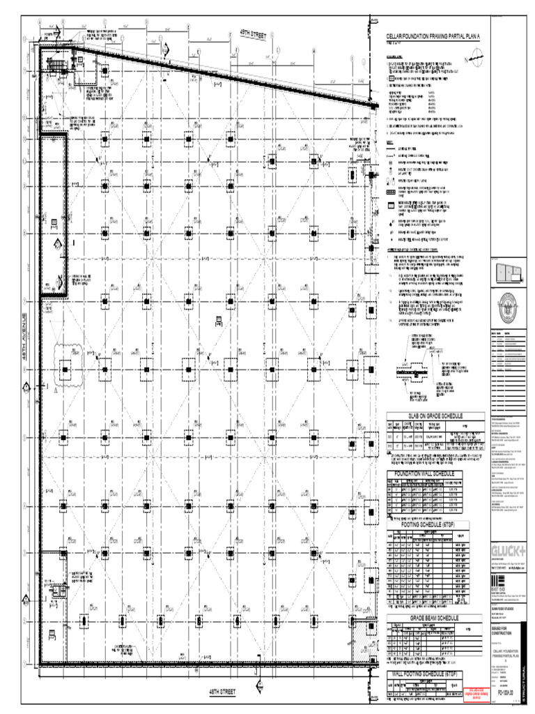 FO 100A.00 - CELLAR - FOUNDATION FRAMING PARTIAL PLAN A - Rev08 | PDF