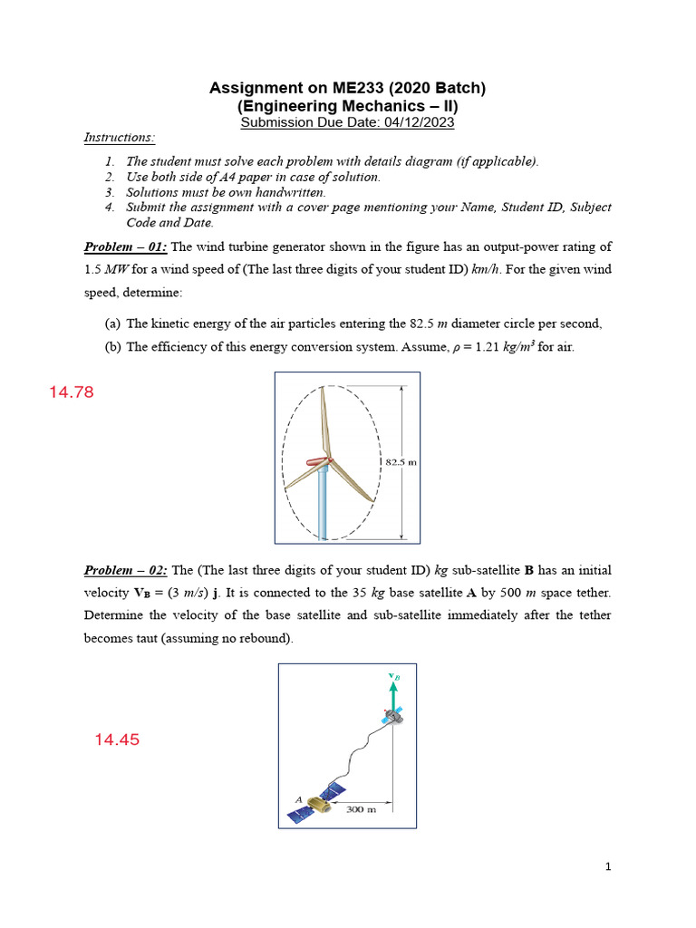 Assignment On ME233 | PDF | Acceleration | Force