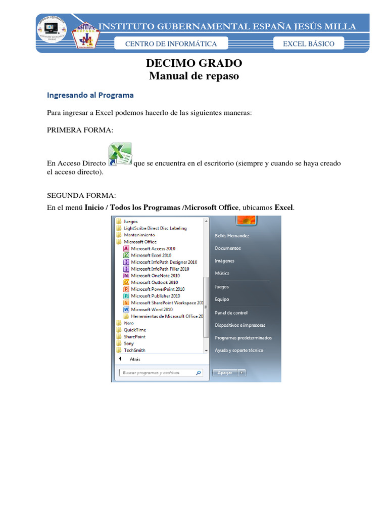 Manual de Repaso Excel | PDF | Hoja de cálculo | Microsoft Excel