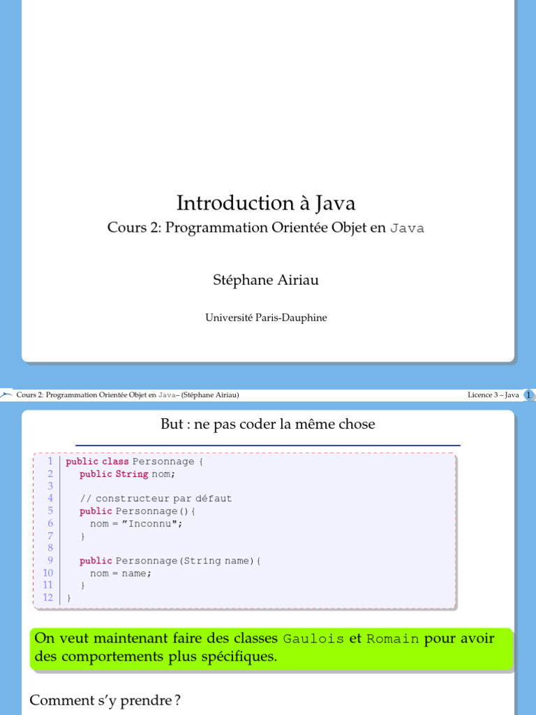 Cours 2 | PDF | Classe (informatique) | Java (Langage de programmation)
