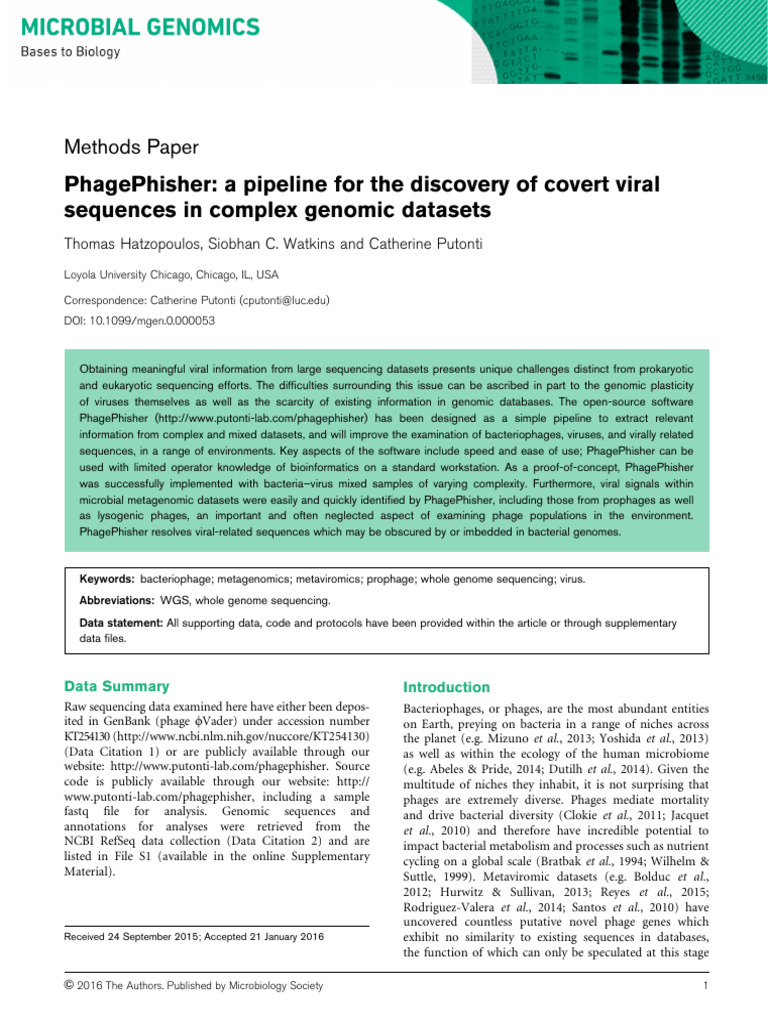 PhagePhisher - A Pipeline For The Discovery of Covert Viral Sequences in Complex Genomic ...