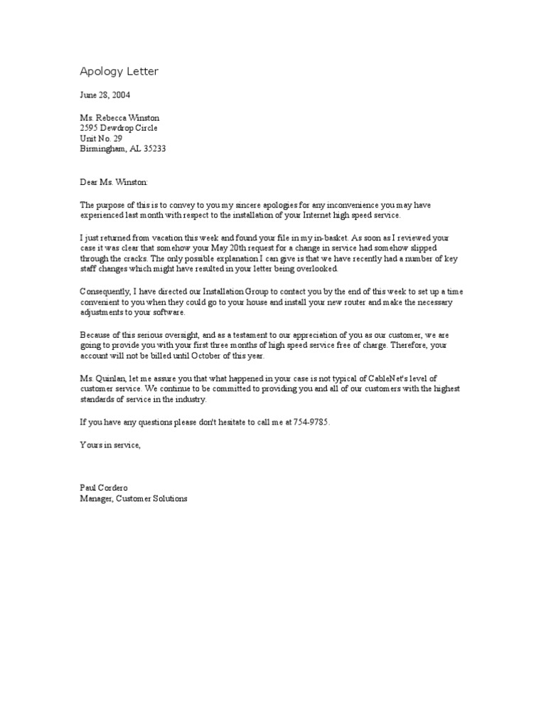 Apology Letter | PDF | Business