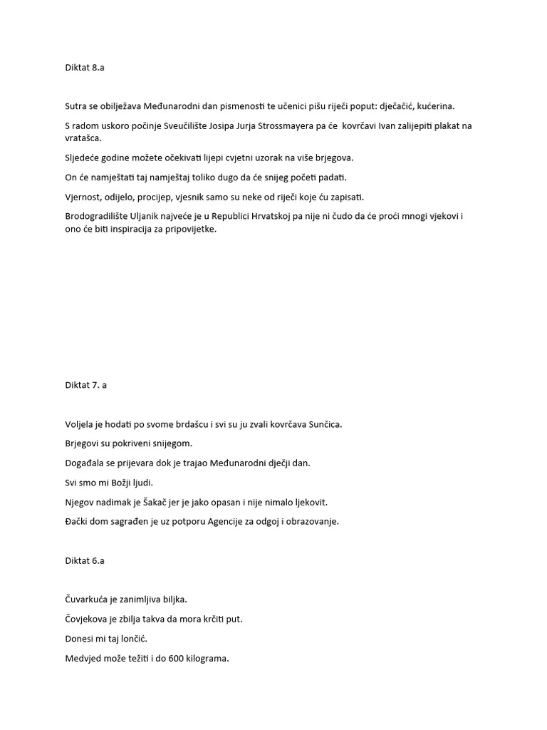 Diktat Za 6. 7. 8. Razred | PDF
