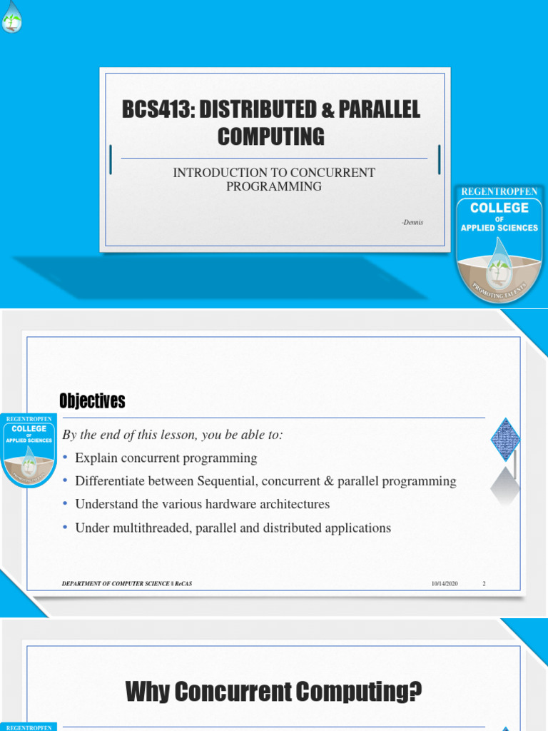 Bcs413 Week1 Introduction To Concurrent Computing Pdf Parallel Computing Process