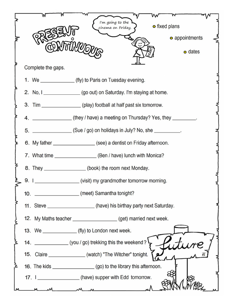 Present Continuous For Future Grammar Drills 122073 | PDF