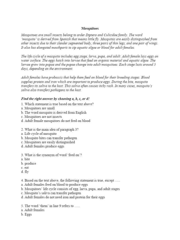 Mosquitoes | PDF | Mosquito | Fly