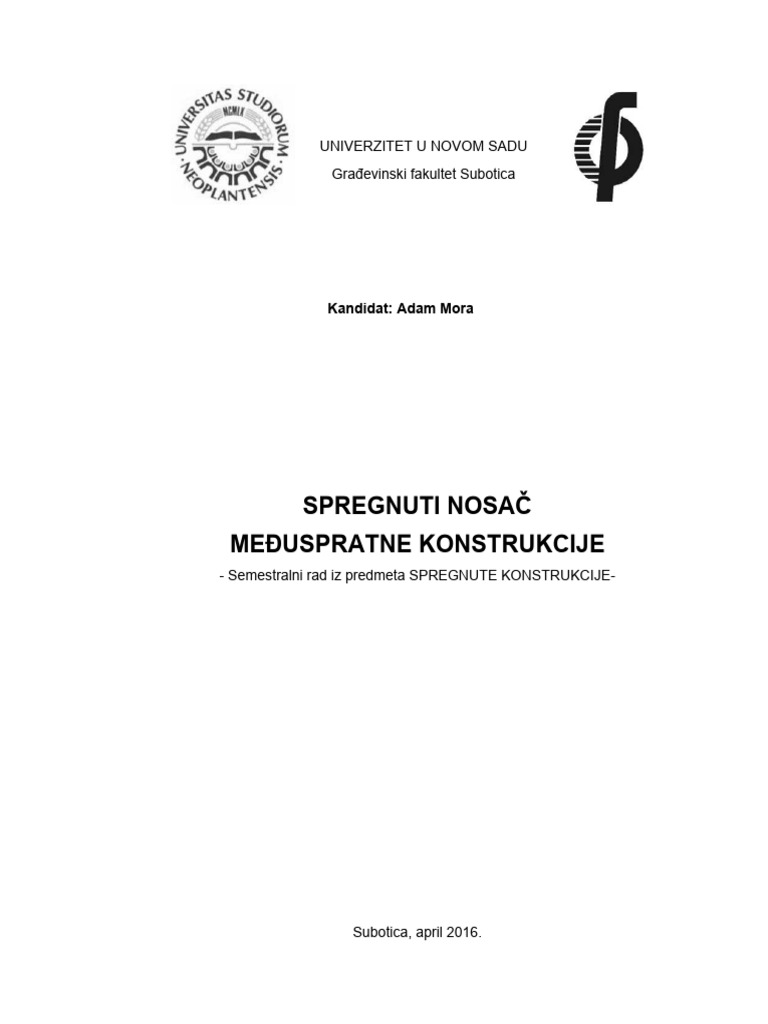 Spregnuti Nosac Meduspratne Konstrukcije | PDF