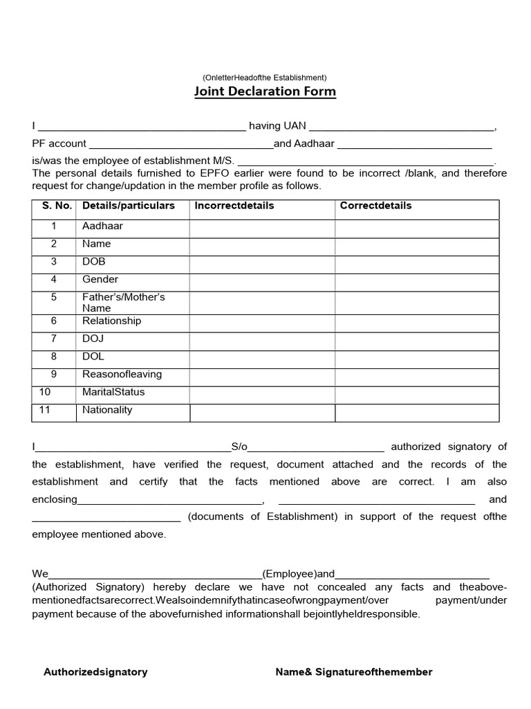 Joint Declaraion Form-New1 | PDF | Government | Justice