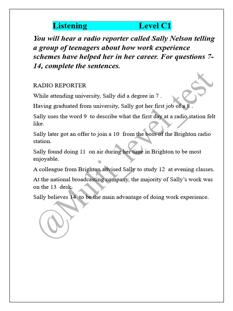 @multi - Level - Test Test 18 Part 6 | PDF | Internship | Job Hunting