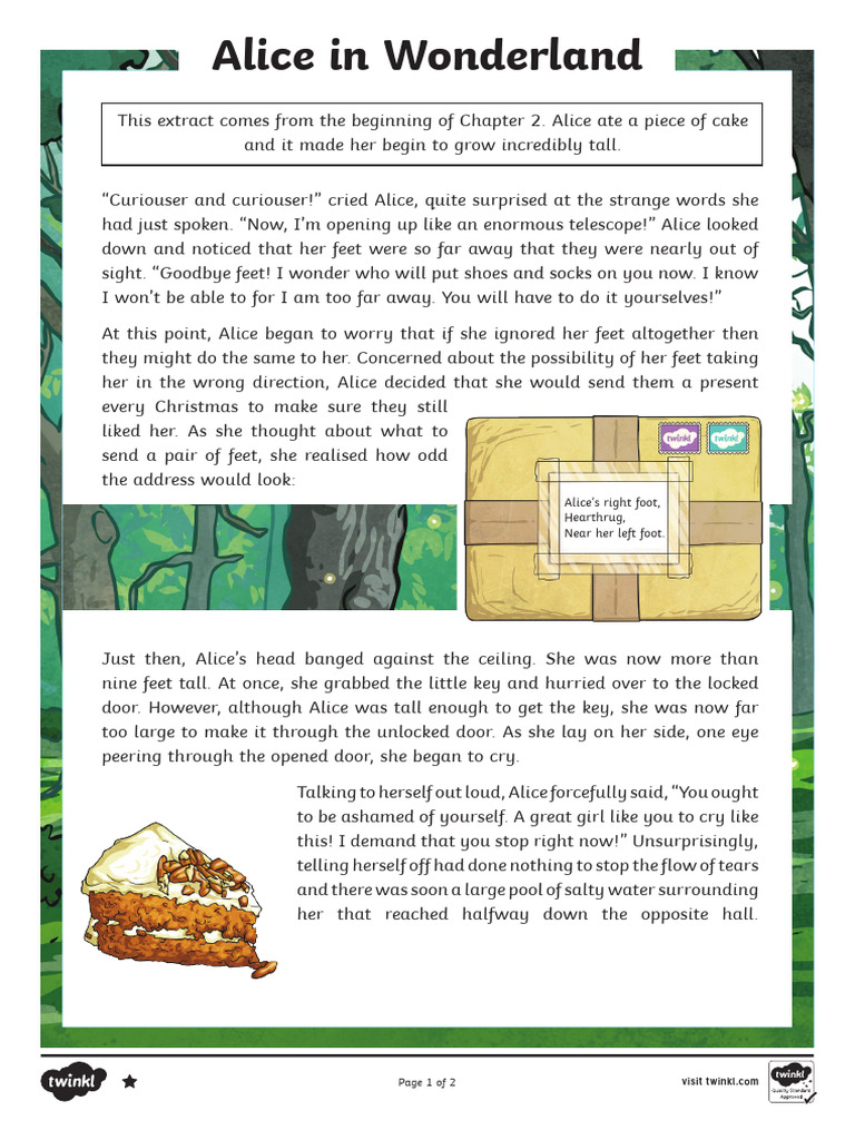 Alice in Wonderland Reading Comprehension | PDF | Alice (Alice's ...