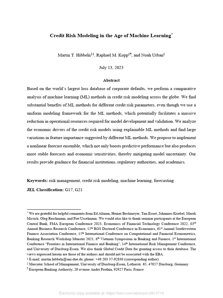 Credit Risk ML | PDF | Risk