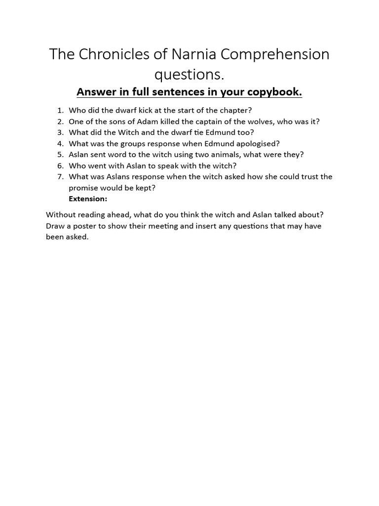 Aslan S Promise To The White Witch Pdf